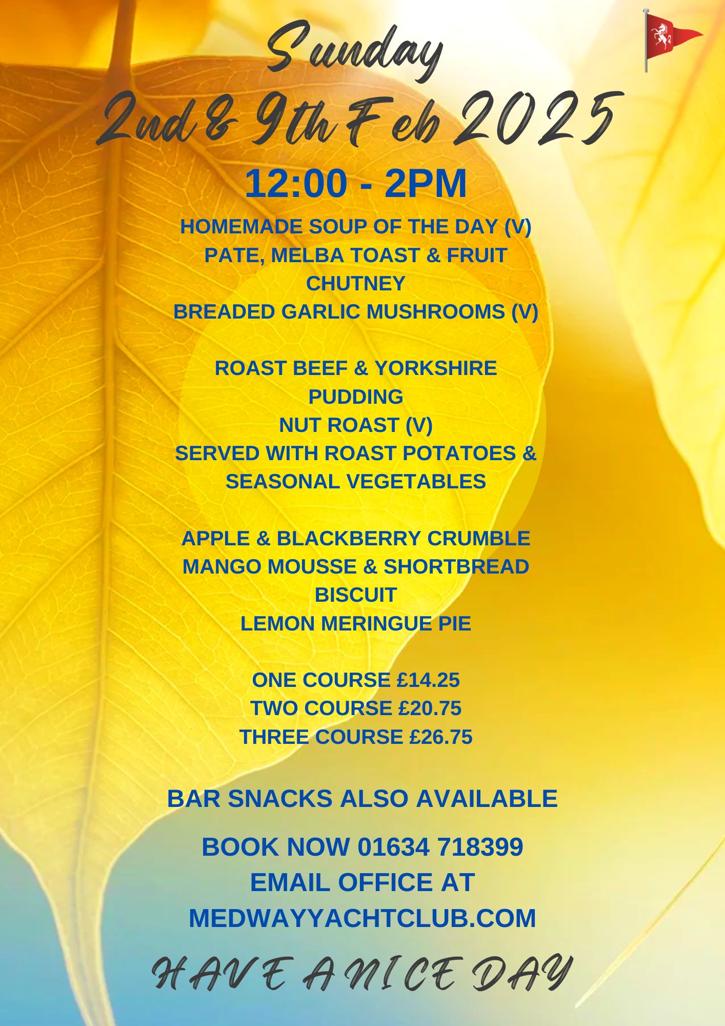 Riverview Restaurant - Sunday Set Menu - Members and guests welcome ...